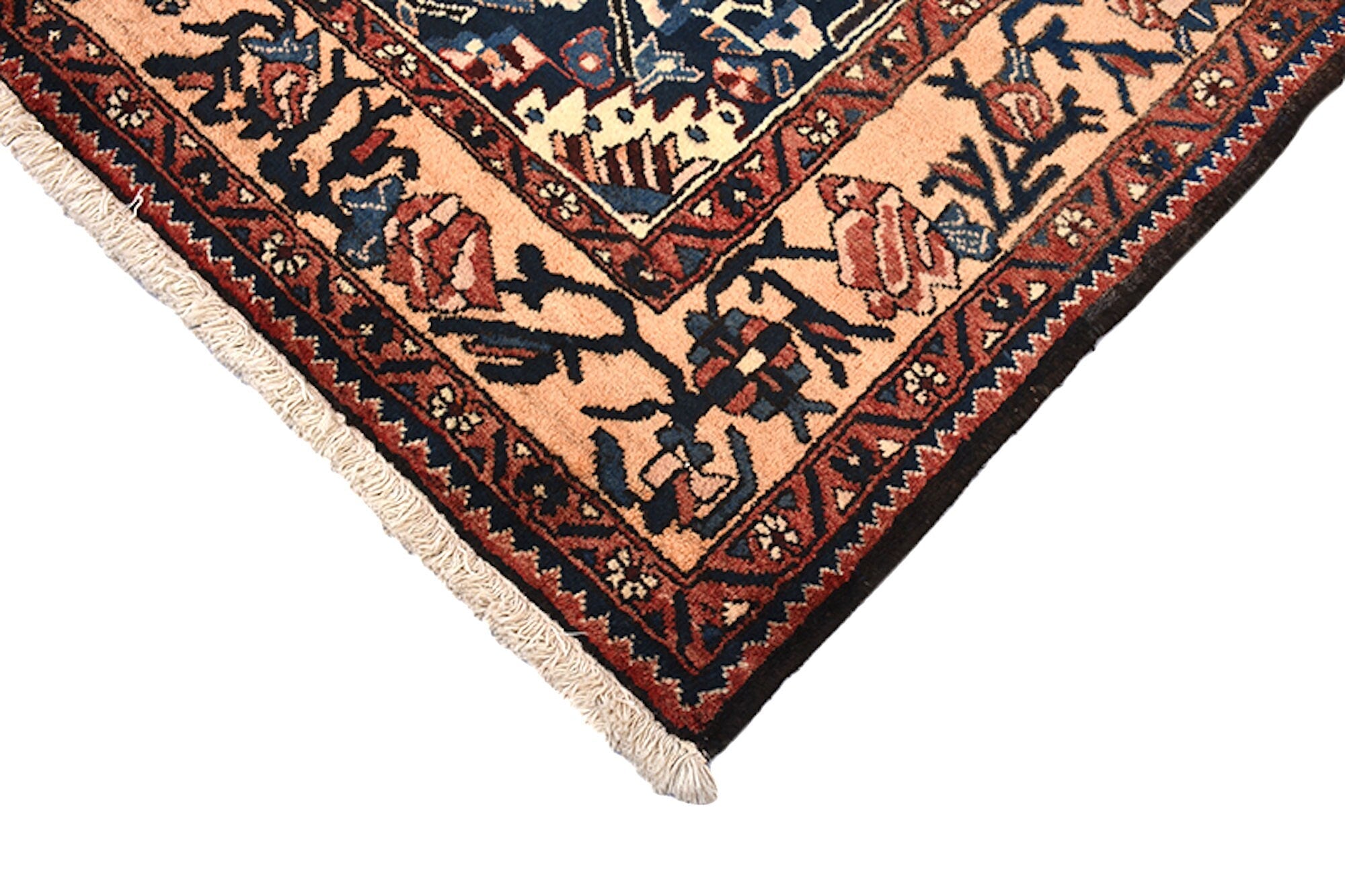 5x7 Antique Rug with Rust Red Medallion and Coral Border – Abanirugs