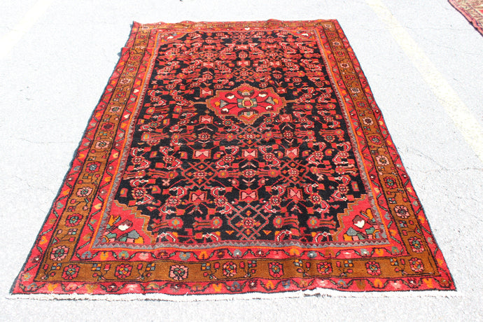 Red Navy Blue 5x8 Vintage Wool Area Rug – Abanirugs