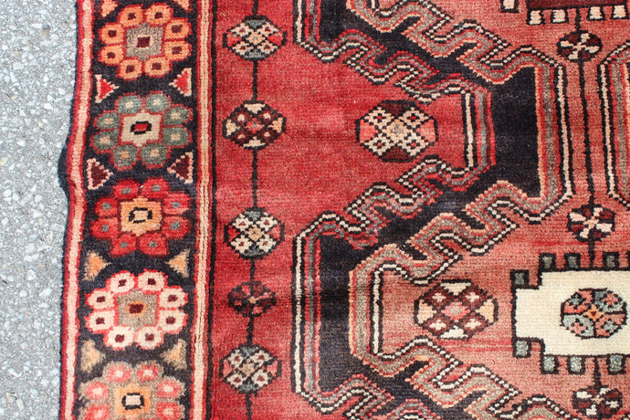 Red & Light Coral 4 x 5 Vintage Wool Hand Knotted Rug – Abanirugs