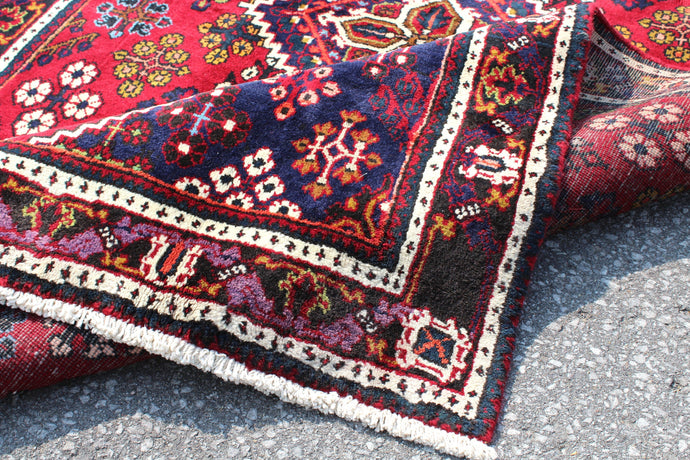 Red Navy Blue 4x7 Vintage Tribal Persian Handmade Rug – Abanirugs