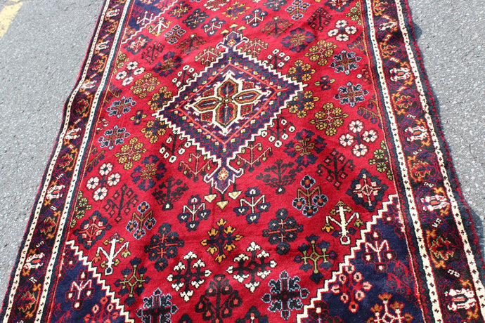 Red Navy Blue 4x7 Vintage Tribal Persian Handmade Rug – Abanirugs