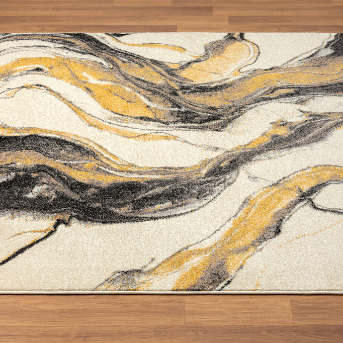 Laguna Abstract Wavy Lines Yellow Rug – Abanirugs